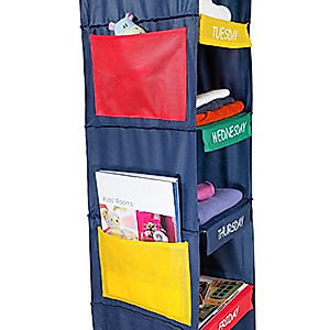Handy Laundry Daily Activity Kids Closet Organizer, 11" X 11" X 48", Prepare & Organize a Week's Worth of Your Children's Clothing, Shoes and After School Activities, Hangs Directly on The Closet Rod