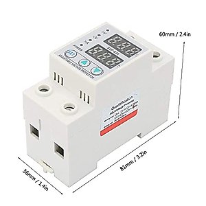 Double LED Display Single Phase Adjustable Voltage Current Protector Voltage Protective Device AC230V 63A 81 x 36 x 60mm