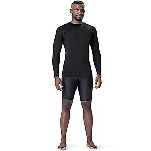 NAVISKIN Men's Long Sleeve Rash Guard Swim Shirts Compression Rashguard Sun Shirts UPF 50+ Baselayer Sun Shirts Black Size XXL