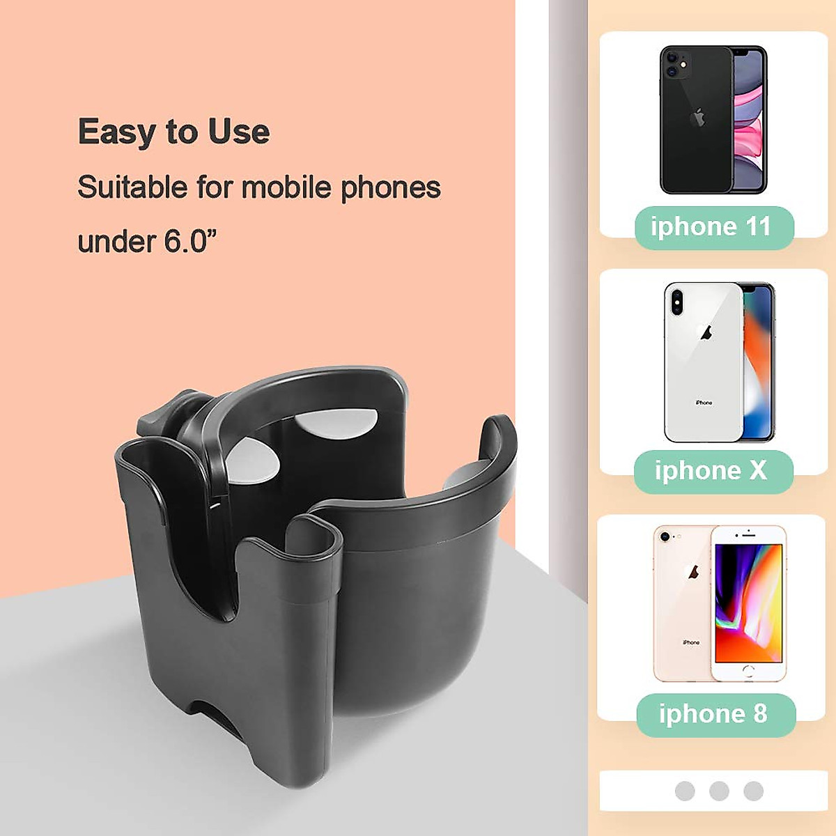 Stroller Cup Holder, MOMSIV 2 in 1 Universal Bike Cup Holder Rack Bottle Holder for Pushchair Stroller Bike Wheelchair Walker and More