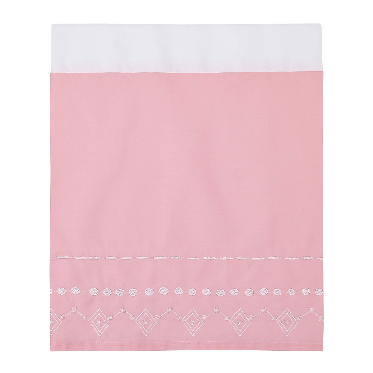 Nojo Tropical Flamingo Pink & White 100% Cotton 4Piece Nursery Crib Bedding Set, Embroidered Quilt, Fitted Sheet, Dust Ruffle, & Diaper Stacker, Pink, White, Grey