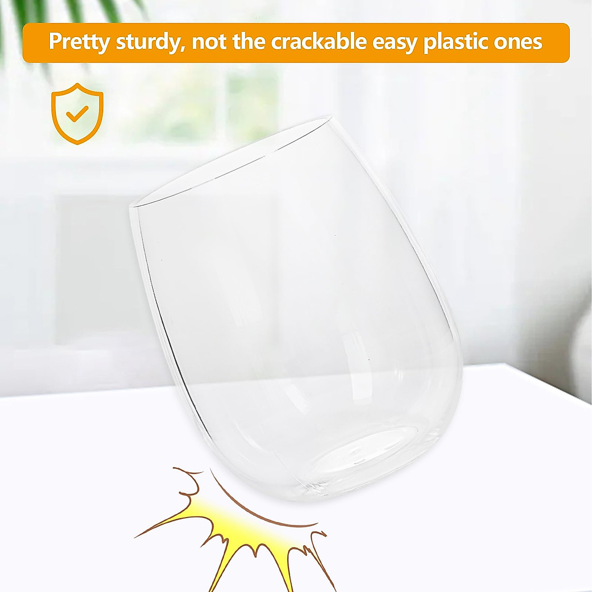 XINGUO PLASTIC 17-ounce Acrylic Glassses Stemless Wine Glasses, set of 8 Clear - Unbreakable, Dishwasher Safe, BPA Free…