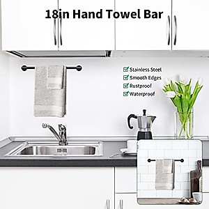 Newfun 10Pcs Matte Black Bathroom Hardware Set - Includes 24&18inch Towel Bar, Robe Hook, Toilet Paper Holder, 2 Pack 5 Piece Bathroom Accessories Set Stainless Steel Wall Mounted (Matte Black)
