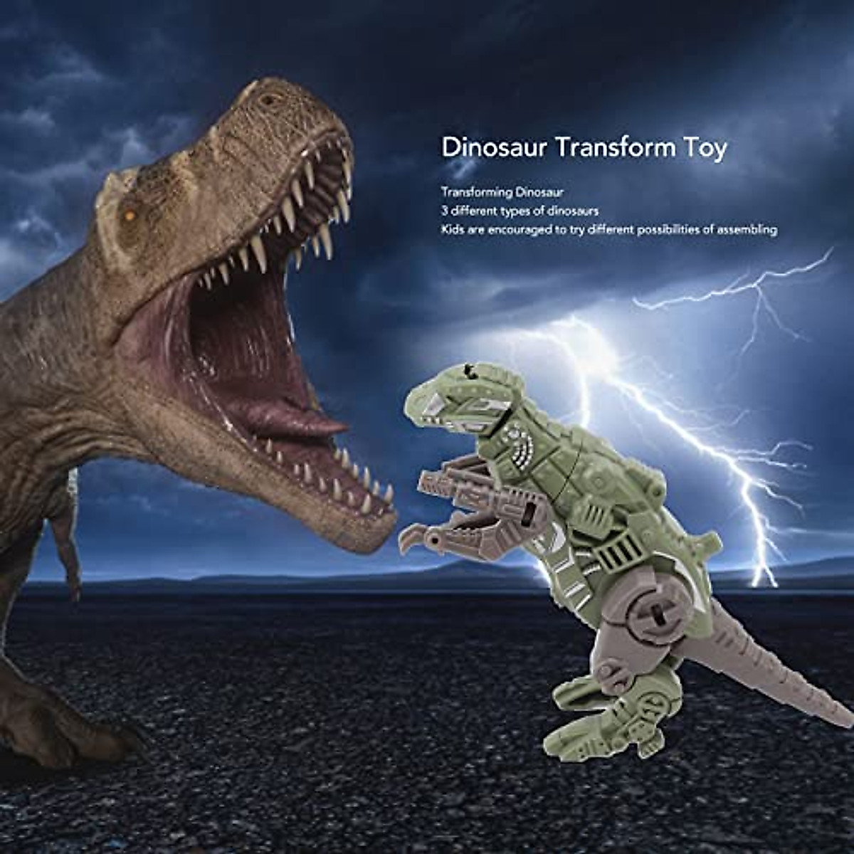 Transformed Dinosaur Robot, Improve Imagination Dinosaur Transformer Toy Safe 3 Shape Joint for Kids (Type B)