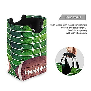 ALAZA American Football Field and Ball Laundry Basket with Handles, Durable Laundry Hamper Bag Collapsible Cloth Storage Bin for Home Bedroom Bathroom College Dorm