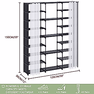 Buzowruil 9-Tier Large Shoe Rack - Metal Shoe Storage Tower with Curtain for Entryway, Holds 50-55 Pairs, Black