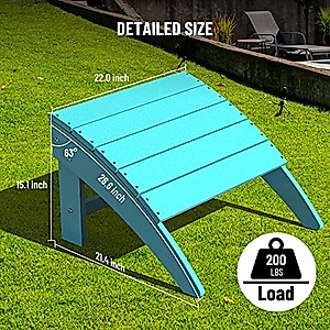 OTSUN Adirondack Ottoman for Adirondack Chair, Footrest for Lounge Chair, Premium HDPE All Weather Resistant for Outdoor, Porch, Yard, Garden, 23.6" L x 21.7" W x 15.3" H, Light Blue