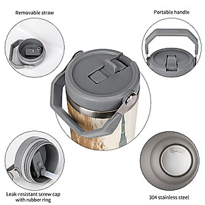 London Impression 30oz Stainless Steel Insulated Tumbler with Straw & Foldable Handle - Leakproof, Double-Wall Vacuum Travel Thermos for Hot/Cold Drinks, Non-Slip Base, Fit Cup Holders