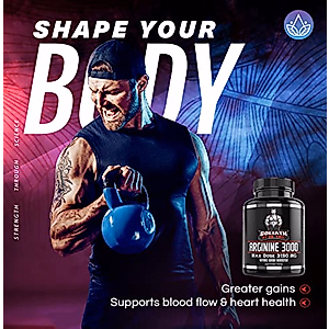 Dr. Emil - L Arginine (3150mg) Highest Capsule Dose - Nitric Oxide Supplement for Vascularity, Endurance and Heart Health (AAKG and HCL) - 90 Tablets