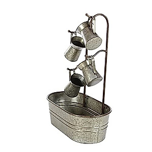 Deco 79 Metal Fountain with Watering Cans, 24" x 13" x 34", Gray