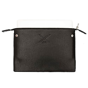 Luxurious Genuine Full-Grain Tanned Leather/Felt Sleeve for MacBook Air/Pro 13.3"M1/Pro 14.2"/iPad 12.9"/Notebook. 2 Magnet Snaps and Key-Charm Puller.- 1005 (One Size, Black)