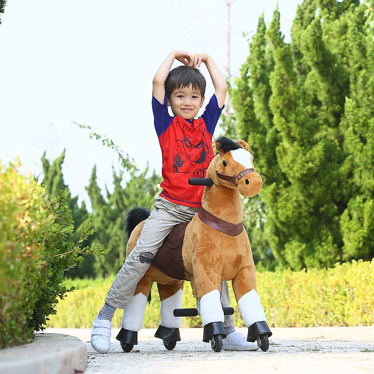 Gidygo Kids Ride On Pony Rider Horse Riding Walking Plush Animal for Children 3 to 6 Years Old or Up to 65 Pounds