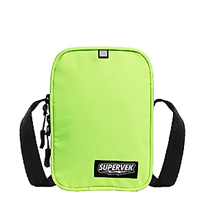 SUPERVEK Neon Lime Green Mini Sling Bag PRO - Waterproof Zip, Fabric & Adjustable Fly Strap | Urban Travel Crossbody Chest For Men Women