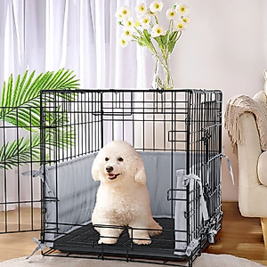 Hombys Dog Crate Bumper with Ties - Soft Crate Accessory -Kennel Cover - Training Pads for Front Door Crates, 35"x24", Gray