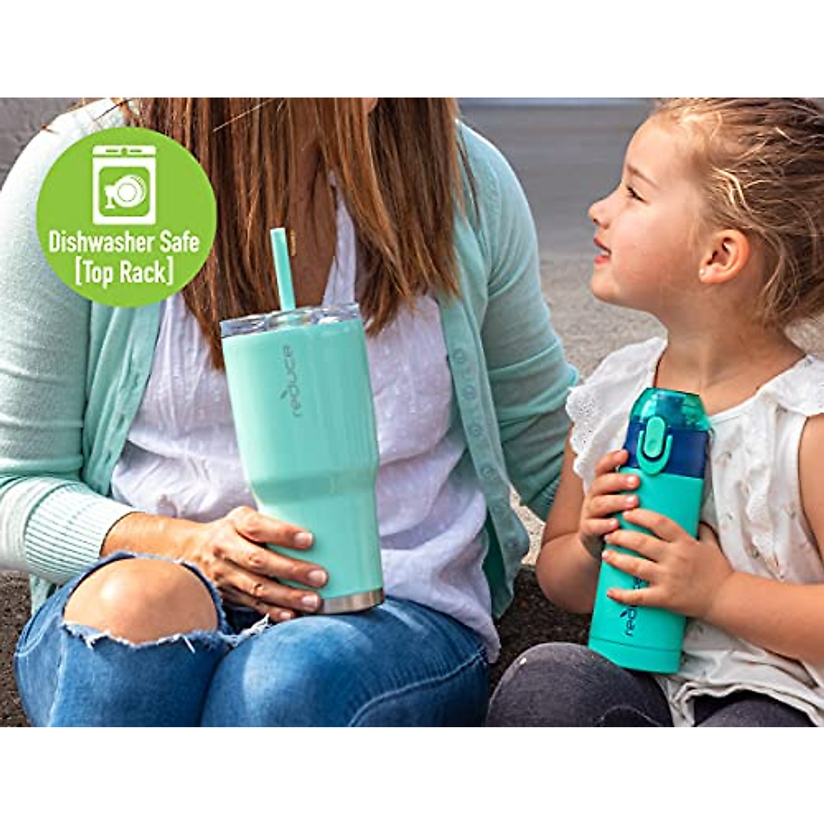 Reduce Water Bottle for Kids, Frostee 13 oz - Reusable Insulated Stainless Steel Water Bottle - Leak Proof and Hygienic Flip-Top Lid - Gripster Finish, Marine