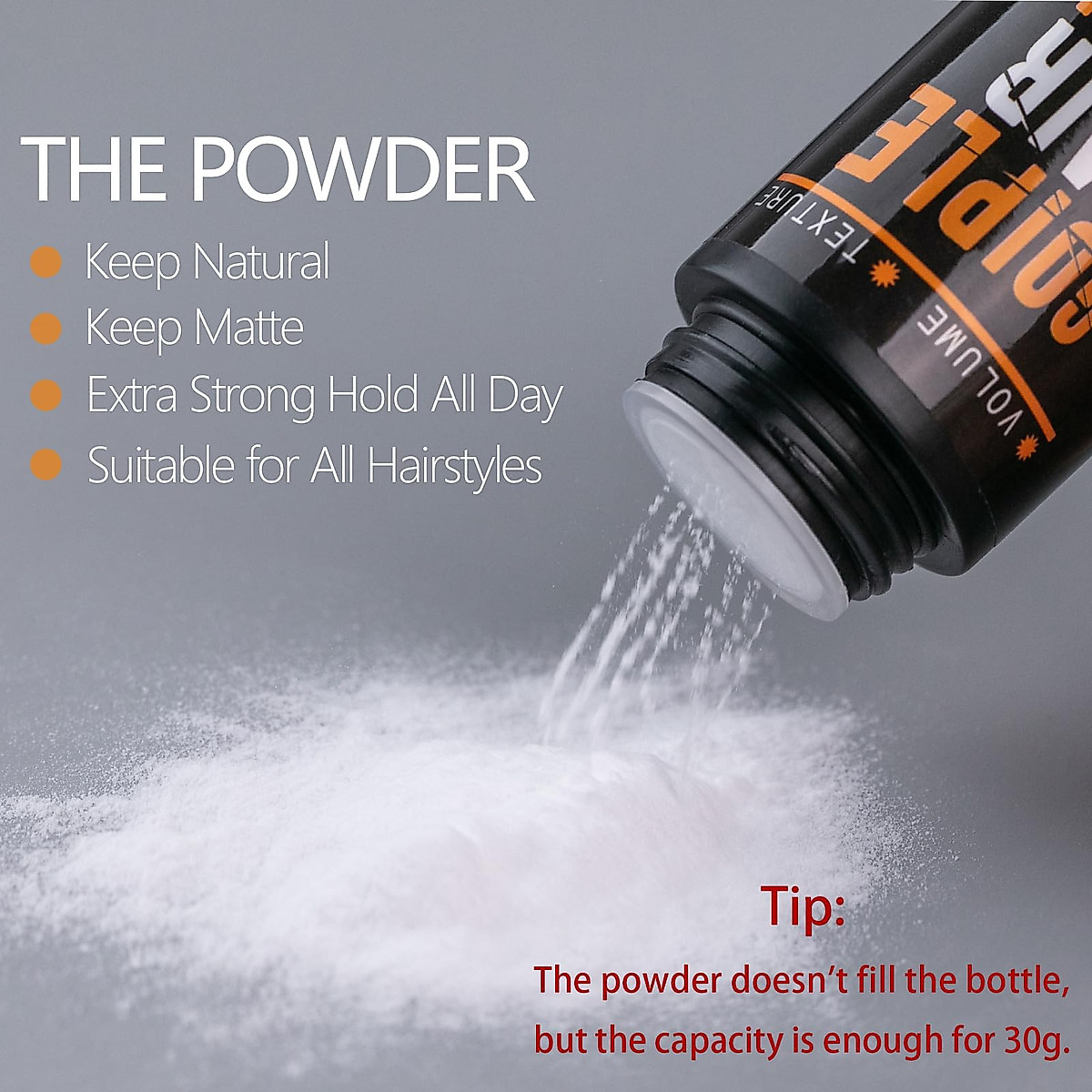 Hair Styling Natural Look Volumizing & Texturizing Hair Powder with Flexible Hold - 1.05oz Easy to Apply Texture Powder for Men, No Oil/Greasy/Residue