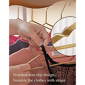 Better to U 17 Inch Metal Clothes Hanger 20 Pack, 4.0mm Heavy Duty Shirt Blouse Hanger for Coat Suit Bridal Boutique, Space Saving Slim Wire Hanger for Camisole Trousers Wedding Dress（Gold）