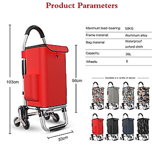 Shopping Cart for Groceries,Jumbo Upgraded Grocery Cart with Waterproof Liner,Heavy Duty Folding Shopping Cart for Shopping Laundry-Hold Up to 110 Pounds，Crystal 3 Wheel，Red