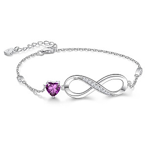 RIVIKO Infinity Love Heart Symbol Charm Bracelet for Women 925 Sterling Silver Adjustable Birthday Valentine’s Day Christmas Jewelry Gift for Mom Women Wife Her Friends