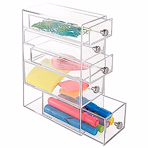 iDesign Clarity Plastic Cosmetic 5-Drawer Organizer, Jewelry Countertop Organization for Vanity, Bathroom, Bedroom, Desk, Office, 3.25" x 7" x 9.75", Clear