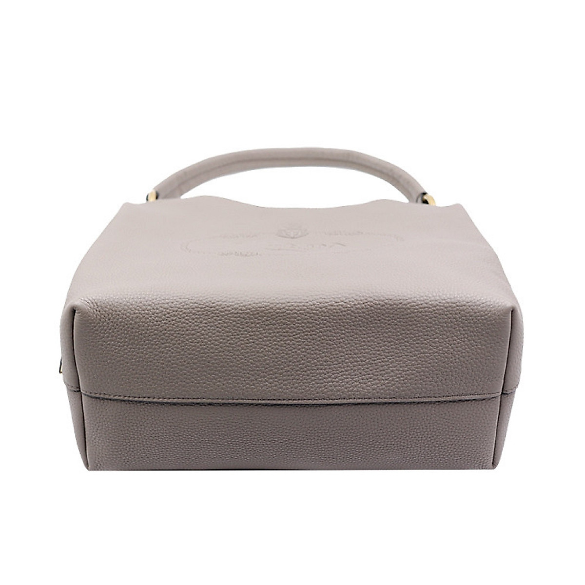 Prada Women's Vitello Daino Grey Leather Satchel Bag Handbag 1BC051