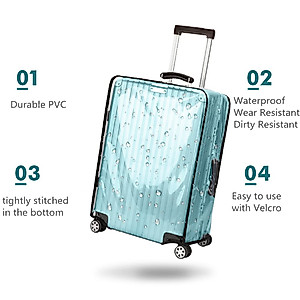 GigabitBest Suitcase Covers for Luggage – Clear PVC Suitcase Cover Protectors, Full-Thicken Transparent Waterproof Sleeve with Large Velcro for 19"-20" Wheeled Suitcases