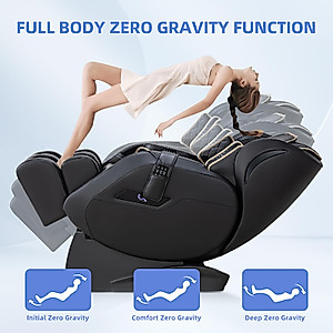 CYBERIX Massage Chair Full Body with Heat,Full Body Zero Gravity SL-Track Shiatsu Massage Chair,Massage Recliner Chair,Air Pressure,Bluetooth Speaker (Black)