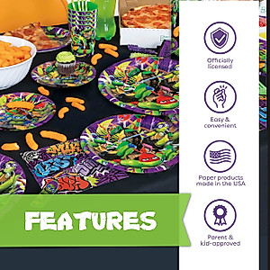 Ninja Turtle Party Decorations | Ninja Turtle Birthday Decorations | Teenage Mutant Ninja Turtles Party Supplies | TMNT | Serves 16 Guests | Officially Licensed