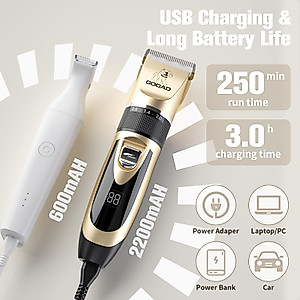 Gooad Cat Clippers for Matted Hair, Cordless Cat Hair Trimmer for Grooming, Quiet Cat Shaver for Long Hair, Cat Paw Trimmer Nail Grinder,Pet Shaver Cat Grooming Kit for Cats Small Dogs Animals