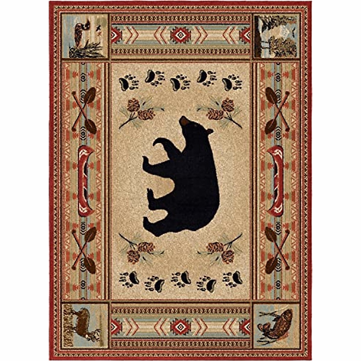 Mayberry Rug Woodlands Bear Rug, 5 ft 3 in x 7 ft 3 in, Red