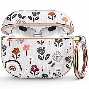 wenew case for AirPods 3, AirPod 3 case for Women, AirPods 3rd Generation case, Key Chain, LED Visible, Heavy Duty, Support Wireless Charging (Gray)