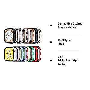 [16 Pack] COMMUTER for Apple Watch SE (2nd Gen)/SE/6/5/4 Screen Protector, (2022 New) Hard PC Ultra-Thin Protective Face Cover Built-in Tempered Glass Film for iWatch SE 2/SE/6/5/4 40mm