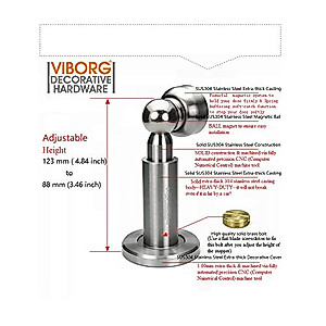 VIBORG Deluxe Solid Sus304 Stainless Steel Extra-Thick Casting Heavy Duty Adjustable Powerful Floor or Wall Mount Mounted Magnetic Doorstops Door Stopper Door Stop (1)