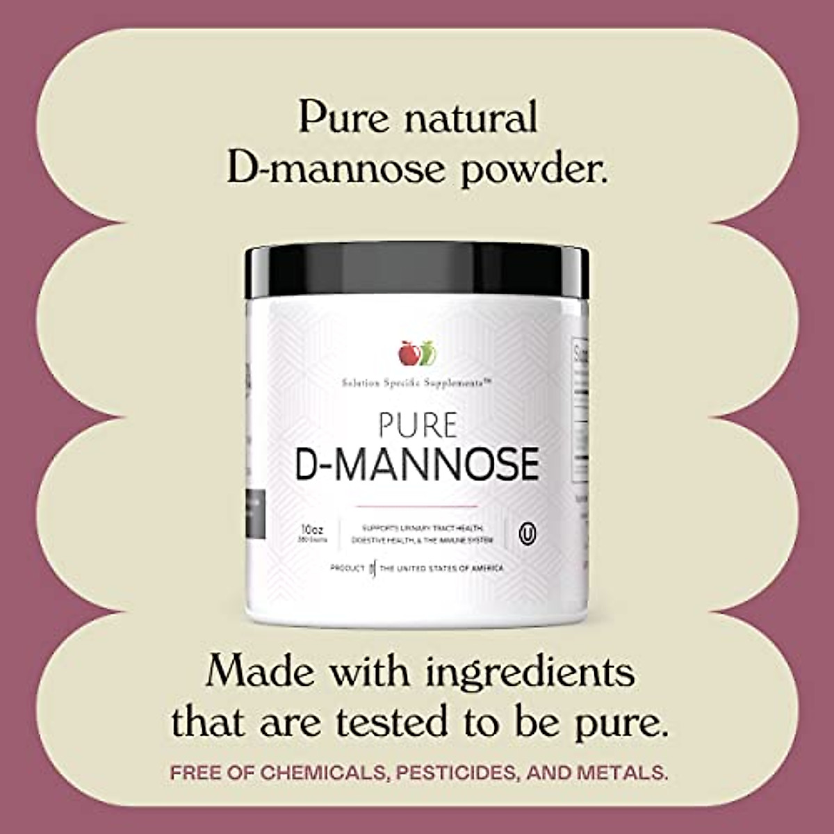 Pure D-Mannose Powder Supplement - Bulk D-Mannose 10oz (283 g) 120 Servings for UTI, Bladder, & Urinary Tract Health