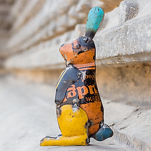 De Kulture Handcrafted Recycled Iron Bunny Decorative Collectible Figurine Showpiece Beautify Home Office Easter Décor| Ideal for Garden Balcony Terrace Decoration, 5x1.5x9 (LWH) Inches