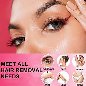 Eyebrow Razor & Facial Hair Removal for Women (2 in 1, USB Rechargeable), 100% Painless Hair Removal, Eyebrow Trimmer and Hair Remover Kit with Light for Eyebrow, Face Peach Fuzz, Lips, Body (Pink)