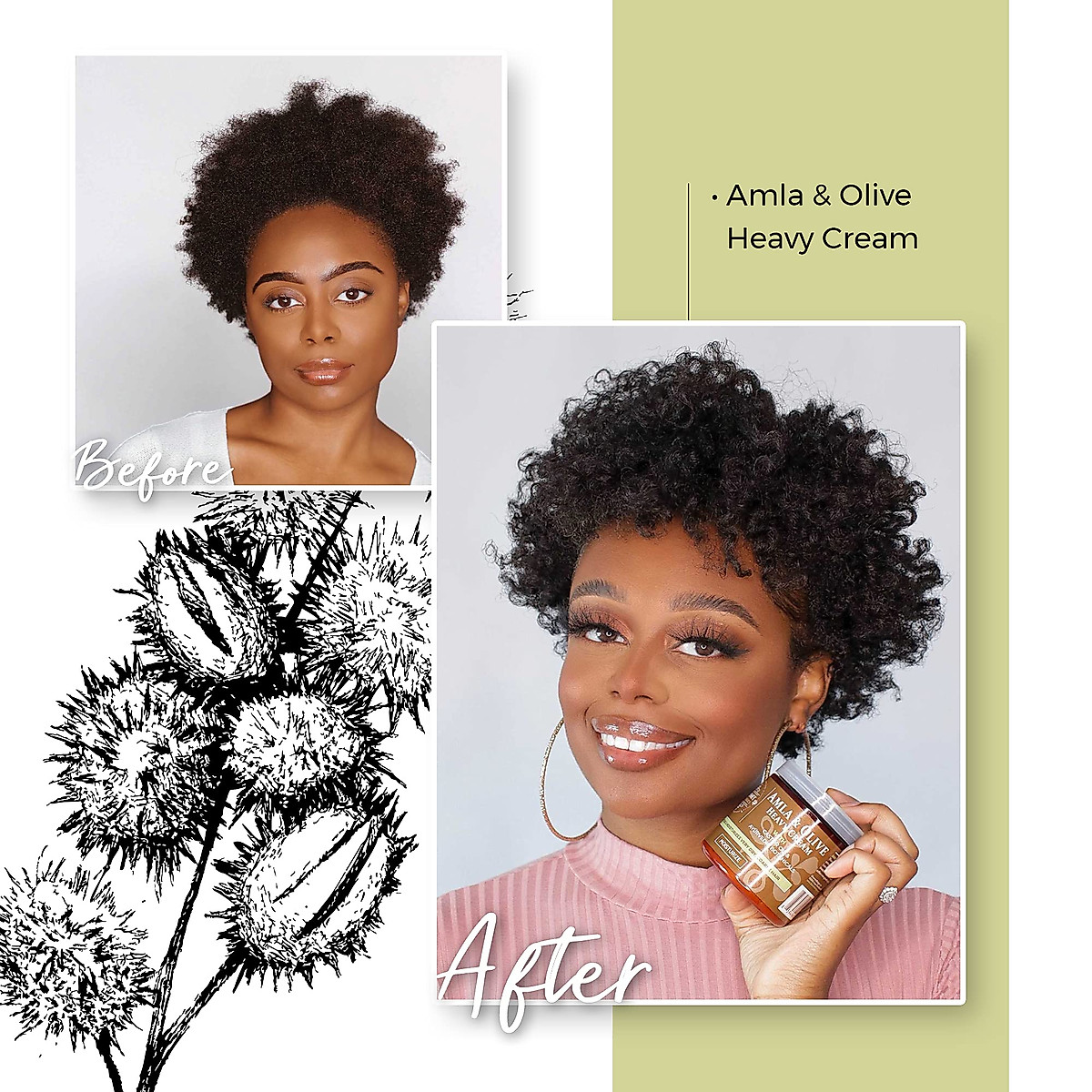 Qhemet Biologics Amla & Olive Heavy Cream - Moisturizing Balm for Extremely Dry & 4C Hair - Adds Soft, Supple Moisture & Hydration to Afros, Coils, Curls, Puffs, Twists, Braids, Locs & More (8.9 oz)