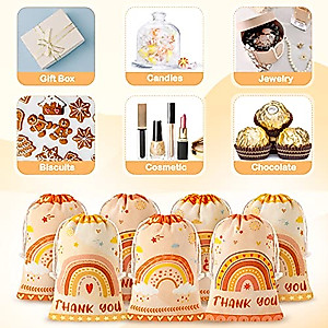 Coume 24 Pcs Boho Rainbow Party Favor Bags 4 x 6 Inches Canvas Drawstring Treat Gift Pouches Mini Candy Goodie Bags Rainbow Party Decorations for Rainbow Themed Birthday Baby Shower Party Supplies