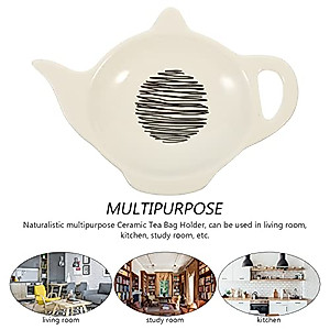 DOITOOL 2pcs Bag Sauce Dessert Teabag Saucer Tray Shaped Holder Appetizer Accessory Ketchup Bag Dishes Dish Jewelry Seasoning Coasters Porcelain for Bowl Coaster Classic Tea White Kitchen