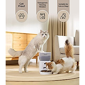 WUIPET Automatic Cat Feeders, Anti-Clogging Design Pet Dry Food Dispenser with Voice Recorder, Timed Cat Feeder with Desiccant Bag, Programmable Timer Pet Feeder - Up to 20 Portions 6 Meals Per Day