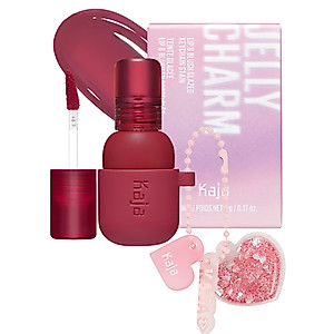 Kaja Blush - Cheeky Stamp, 04 Feisty, 0.17 Oz + Lip & Blush Glazed Keychain Stain - Jelly Charm 02 Squeeze Guava Bundle