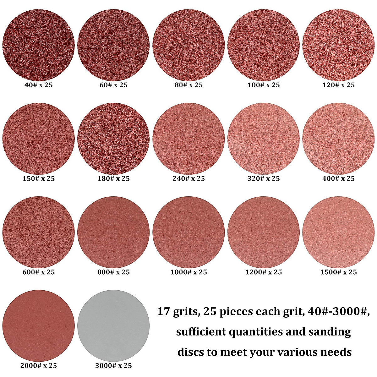 425 Pieces 2 Inch Sanding Discs Grinding Abrasive Sandpaper Sander Sheets with 1 Pieces 1/4 Inch Round Shank Backing Pad 2 Pieces Soft Foam Buffering Pads Assorted Grit, 40-3000 Grit