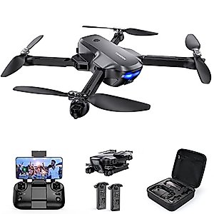 TOMZON T4W Drones with 2K Camera for Adults, Foldable FPV Drone for Beginners with Long Range, One Key Take off/Land, Altitude Hold, RC or APP Control, Circle Fly, Gravity Mode 2 Batteries 36 Mins