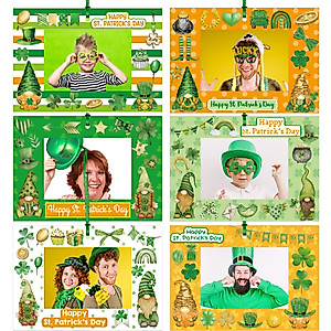 ceiba tree 18pcs St. Patrick's Day Craft Kits for Kids Happy St. Patrick's Day Picture Frame Craft Photo Cards with Stickers Shamrock Party School Home Activity