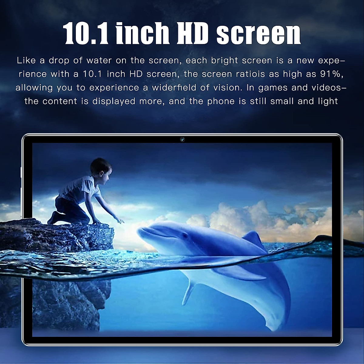 10.1 inch P10 Tablet, 4+32G Full Screen Tablets with Dual SIM Card Slots, Android 8, 1280x800 HD, WiFi, Bluetooth, GPS, 2MP/5MP Camera (Black)