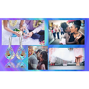 Royal Crystals "Made with Imitation of Crystals" 925 Sterling Silver Iridescent Clear Blue Aurora Borealis Earrings