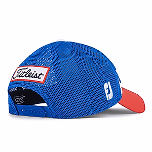 Titleist Men's Standard Tour Performance Mesh Golf Hat, White/Royal/Red, OSF