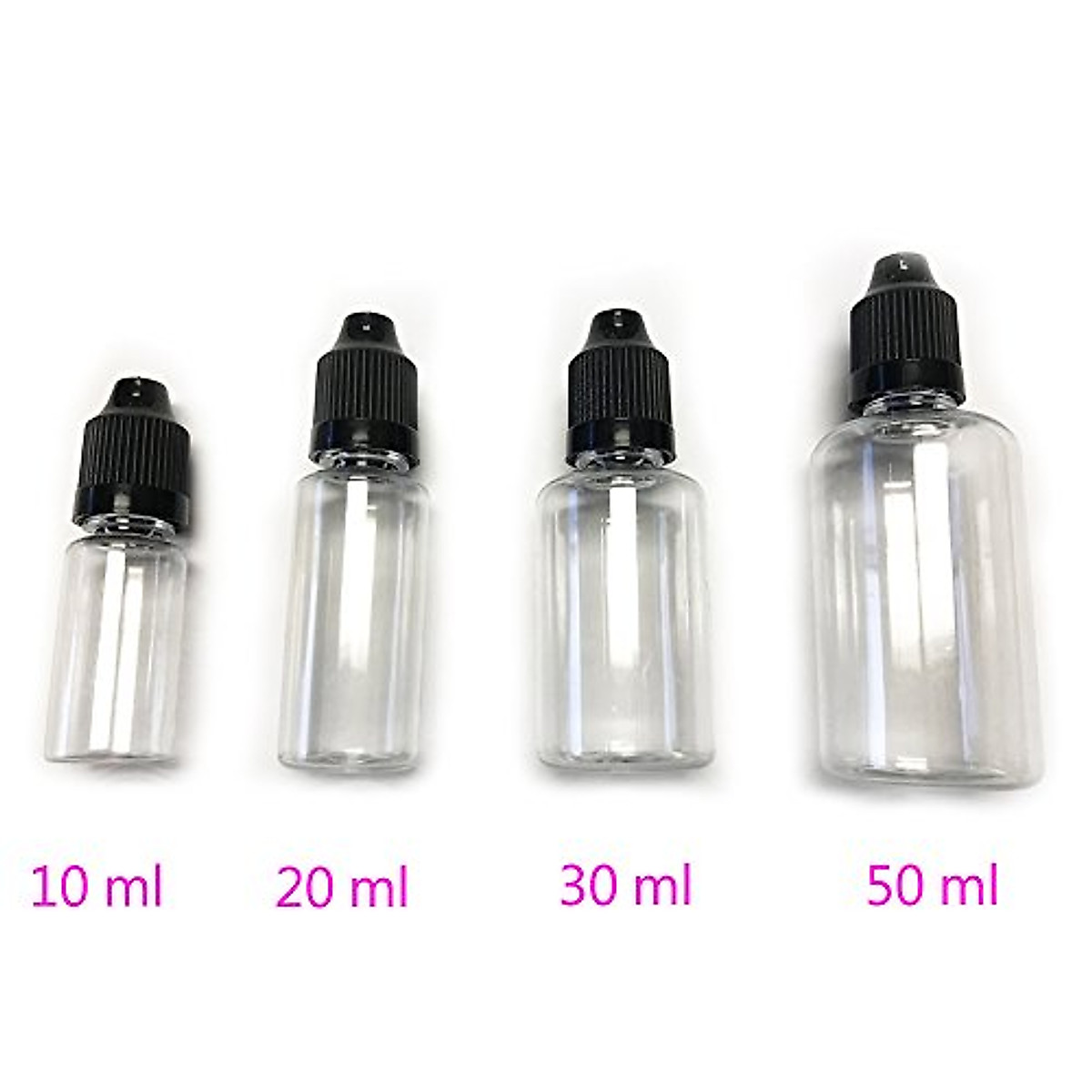 Magik 10~50 ML PET Dropper Bottles Squeezable Clear Eye Liquid Oil Empty Tip Cap Plastic Ejuice Childproof Filling Lot Sale (50 ml, Black, 20 Pack)