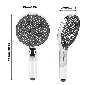 G1/2 Thread Handheld Shower Head, High Pressure in the Head Multi Layer Plating Bathroom Showerhead, Abrasion Heat Resistant Handheld Rain Showerhead for Bathroom(Silver)