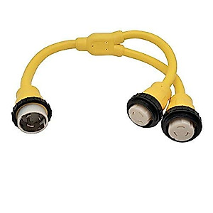 Parkworld 60042 Marine Shore Power 50 AMP 125 Volt Splitter. NEMA SS1-50P Male Plug to (2) SS1-50R Female Connector